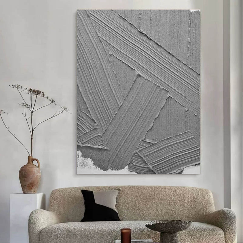 Large Gray 3D Abstract Art Gray 3D Plaster Art Textured Wall Art Gray ...
