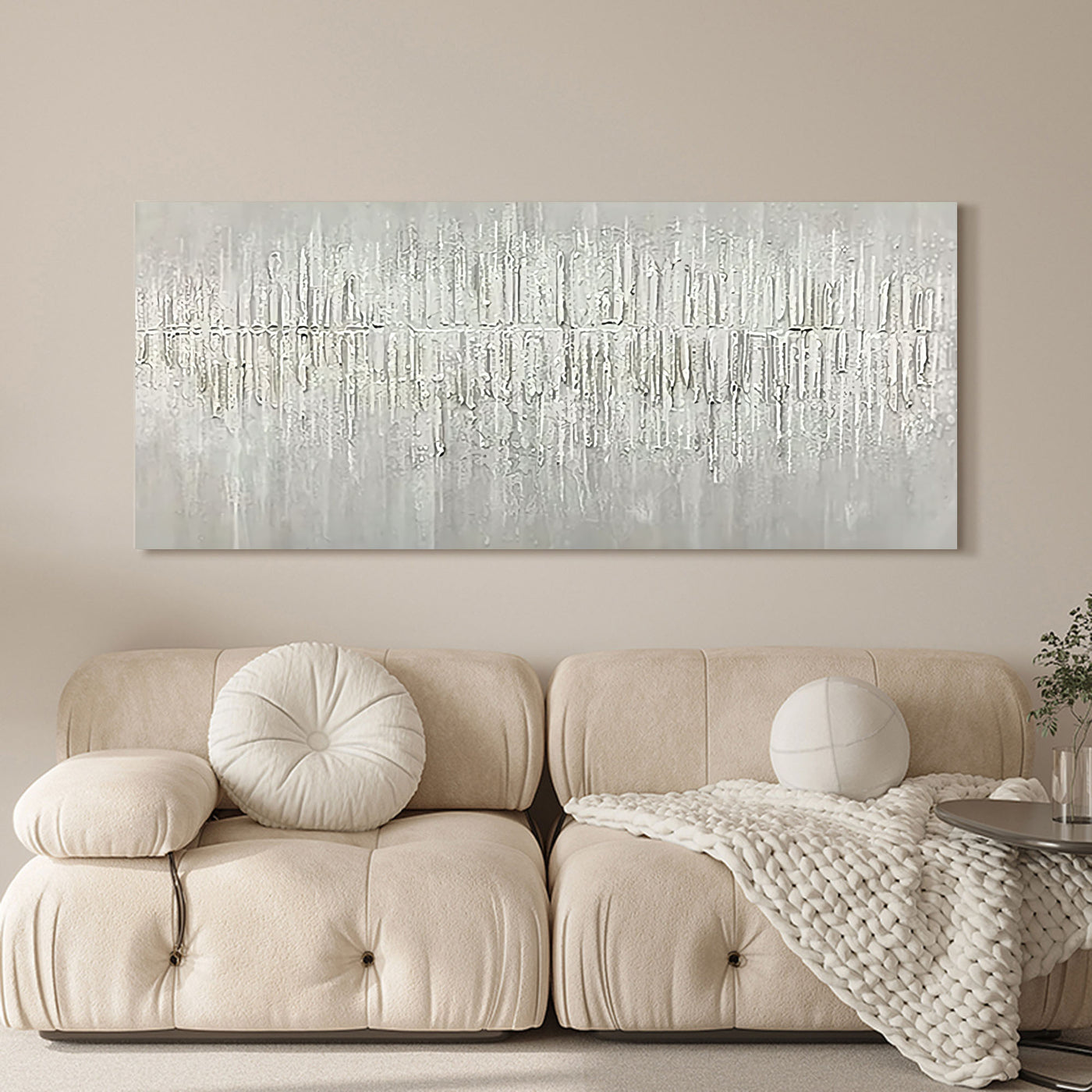 Oversized Gray 3D Abstract Canvas Painting Minimalist Art 3D Plaster ...