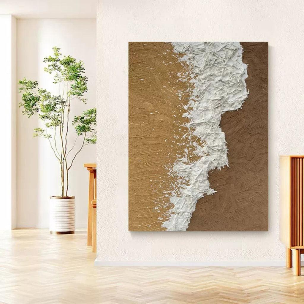 Large wabi-sabi abstract painting Large brown 3D textured wall art Large brown minimalist paintings
