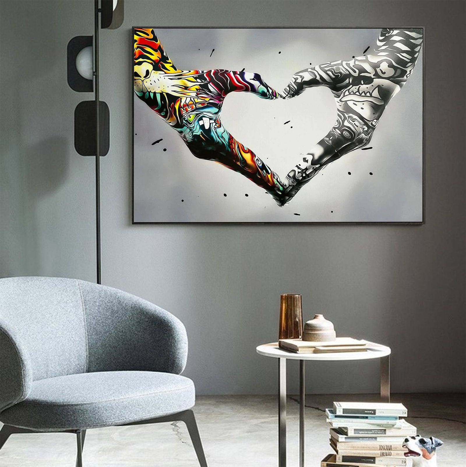 Hand Gesture Heart Graffiti Art Canvas Painting Love Heart Hands ...