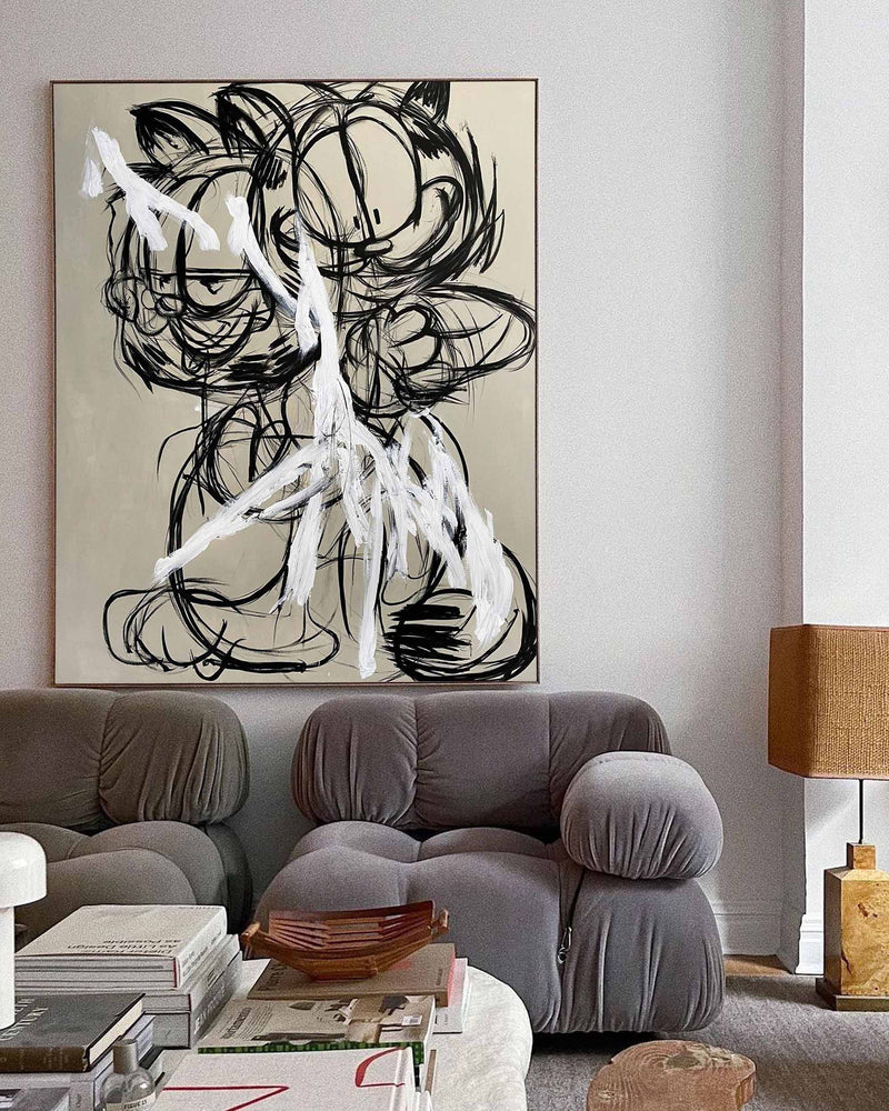 Garfield Graffiti Painting Garfield Pop Art Garfield 3D Textured Wall ...