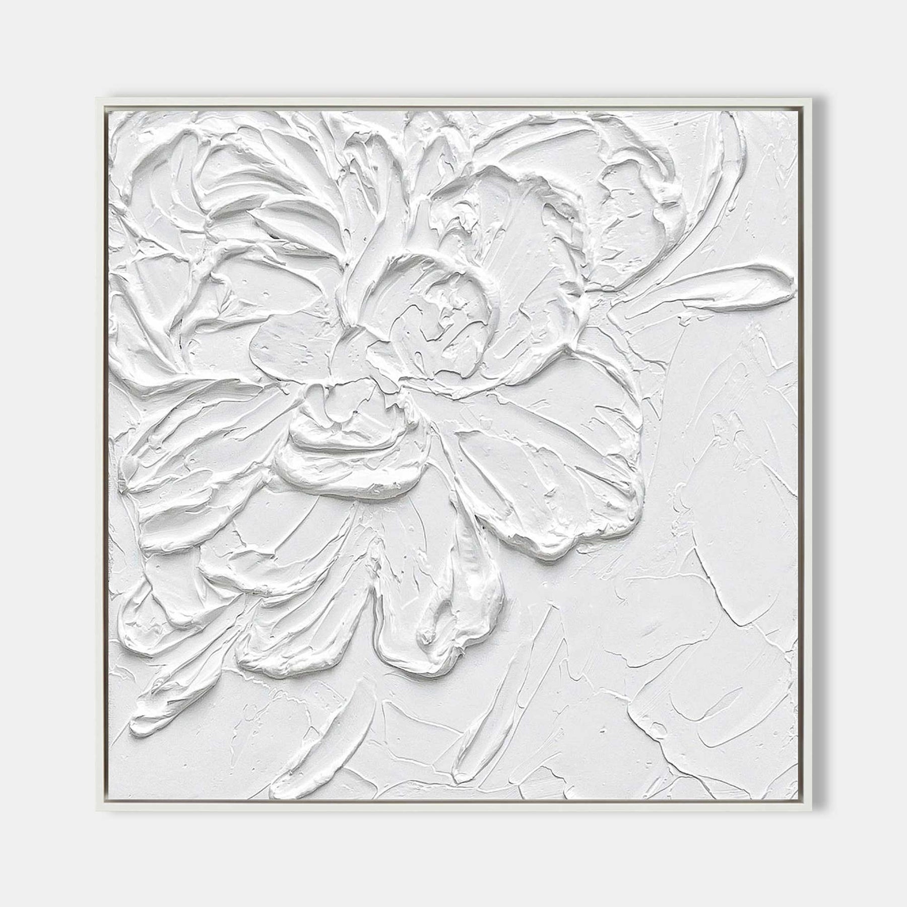 White Flowers Plaster Canvas Art Abstract Plaster Wall Art Flowers ...